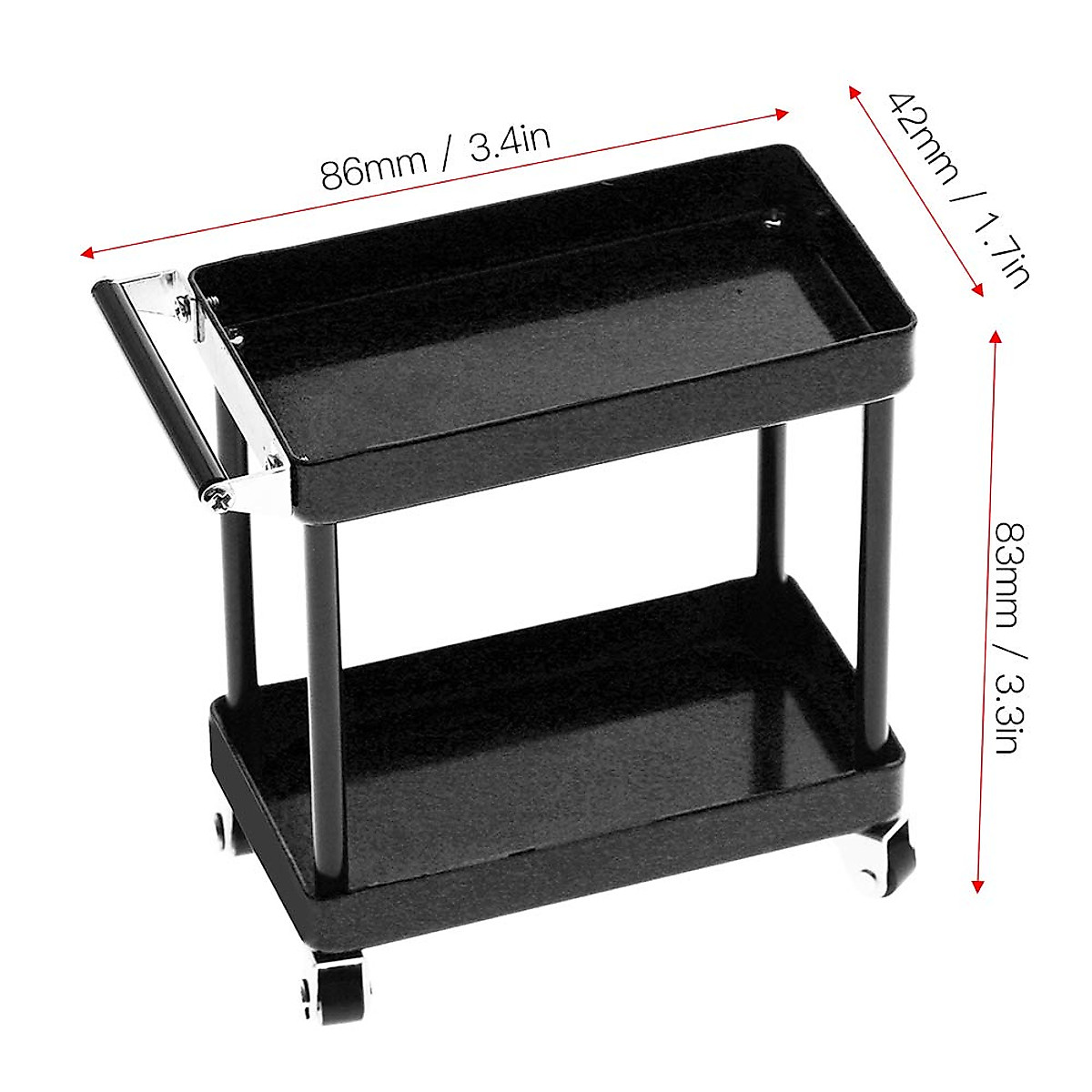 Cart Shelf, 2 Tier Metal Tools Trolley Superb Craftsmanship Easy To Assemble and Disassemble for Placing Bolts,Screws(black)