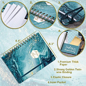 Spiral Journal/Notebook - Lined Journal with Hardcover and Premium Thick Paper, 8.5" x 6.5", College Ruled Spiral Notebook/Journal, Strong Twin-Wire Binding, Back Pocket, Blue Pattern