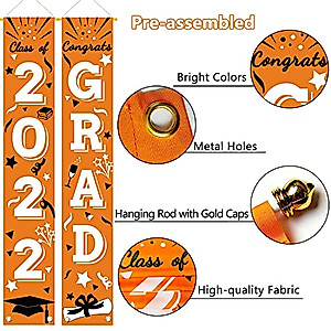 DUDOU Orange Graduation Porch Sign Class of 2022 Hanging Banner Front Entry Decoration Congrats Orange Black White Grad Party Decoration
