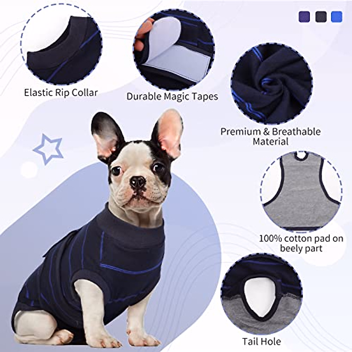 Kuoser Recovery Suit for Dogs, Female Male Dog Onesie for Spay Neuter, Anti Licking Dog Surgery Recovery Suit Soft Dog Bodysuit for Small Medium Large Dogs, Substitute E-Collar & Cone