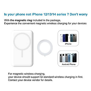 iLakia Magnetic Wireless Power Bank, 10000mAh Portable Charger, Magnetic Battery Pack for iPhone 14&13&12 Pro/Pro Max/Mini, Android/Samsung, Multi Fast Charging with USB PD, USB Type-C, Stand Version