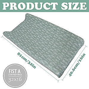HNHUAMING Green Sage Nursing Pillow Cover, Baby Diaper Changing Pad Cover Cradle Mattress Sheets,Crib Sheet