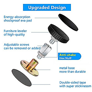 Adjustable Threaded Bed Frame Anti-Shake Tool for Bed, Headboard Stoppers Fixer, Headboard Stoppers，Easy Install (30-68mm,4 Pack)