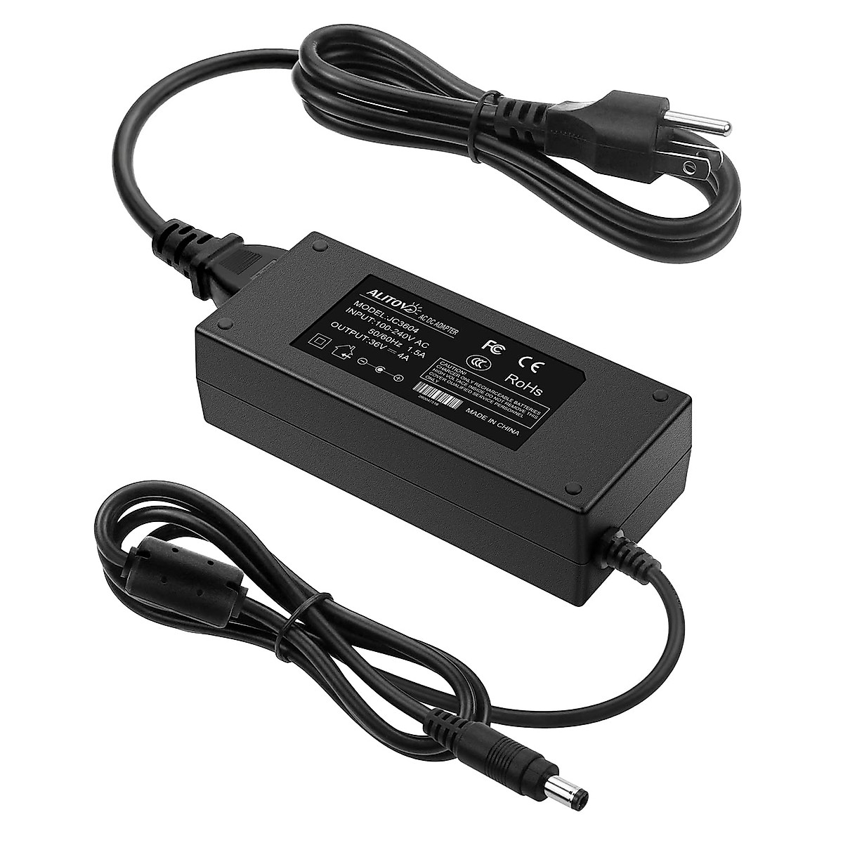 ALITOVE 36V Power Supply 4A 144W AC/DC Adapter 100~240V AC to DC 36 Volt 4 Amp Converter 36 vdc 4A 3.5A 3A 2A Transformer with 5.5mmx 2.5mm Plug for LED Lights Inkjet Printer Laser Engraver