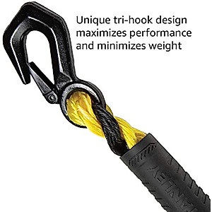 STANLEY S1052 Black/Yellow 5/8" x 15' Poly-Blend Braided Tow Rope with Heavy Duty Tri-Hook (7,200 lbs Break Strength)