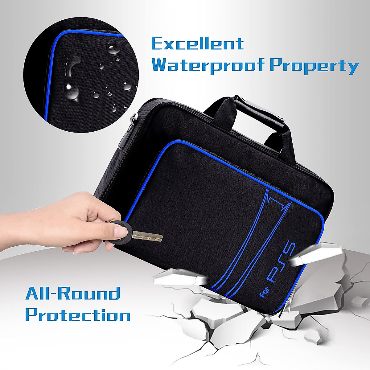 G-STORY Case Storage Bag, Carrying Case Compatible with PS5 Disc and Digital Edition, Travel Bag for Controller, Included Silicone Cover Skin Protector