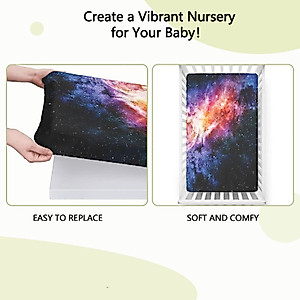 Outer Space Themed Fitted Mini Crib Sheets,Portable Mini Crib Sheets Toddler Bed Mattress Sheets -Baby Crib Sheets for Girl or Boy,38 x 24 Inch,Multicolor