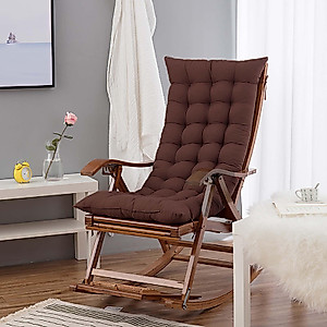 Outdoor High Back Chair Cushion with Ties Indoor Outdoor Rocking Chair Cushion Soft Thickened Replacement Seat Cushion for Patio Furniture,Orange