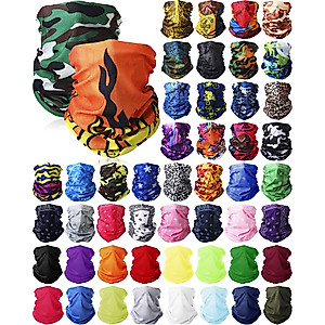 JaGely 50 Pieces Neck Gaiter Sports Neck Head Wrap Headband Scarf Face Bandana Hair Wrap Neck Tube Balaclava for Women Men, Multi Colors, about 50 cm/ 19.69 inches×25 cm/ 9.84 inches