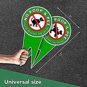 2 PC No Dog Poop Signs for Yard - 12x6 Double Sided Dibond No Pooping Dog Signs for Yard - Keep off Grass Sign - No Dogs Allowed Sign - Dog Poop Sign