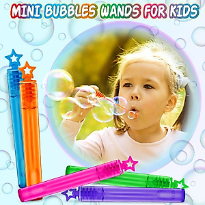 120 Pcs Mini Bubble Wands in 6 Colors, Bulk Party Favors for Kids, Themed Birthday, Christmas, New Year, Valentine, Carnival, School Classroom Prizes for Boys & Girls, Ideal Goodies Bags Stuffers