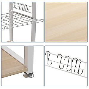 sogesfurniture 3-Tier Kitchen Baker's Rack Utility Shelf Microwave Stand with Storage and Drawer Storage Cart Workstation Shelf,White Maple BHUS-W5S-MO