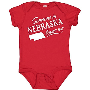 inktastic Someone in Nebraska Loves Me Baby Bodysuit 6 Months Red 33a8a