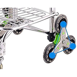 Shopping Trolley on Wheels Multi Function s,Kitchen Storage Utility Carts Foldable Dual Use Aluminum Alloy Climbing Shopping Cart 8 Rounds Crystal Wheel, Load 35 Kg Hand Trucks,Blue-B,