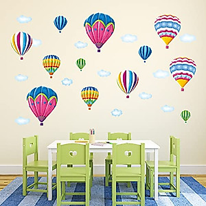 DECOWALL SG2-1301N2 12 Hot Air Balloons in The Sky Kids Wall Stickers Wall Decals Peel and Stick Removable Wall Stickers for Kids Nursery Bedroom Living Room d?cor