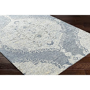 Mark&Day Wool Rugs, 8x10 East Lancaster Traditional Navy Blue Area Rug, Blue Grey Yellow Carpet for Living Room, Bedroom or Kitchen (8' x 10')