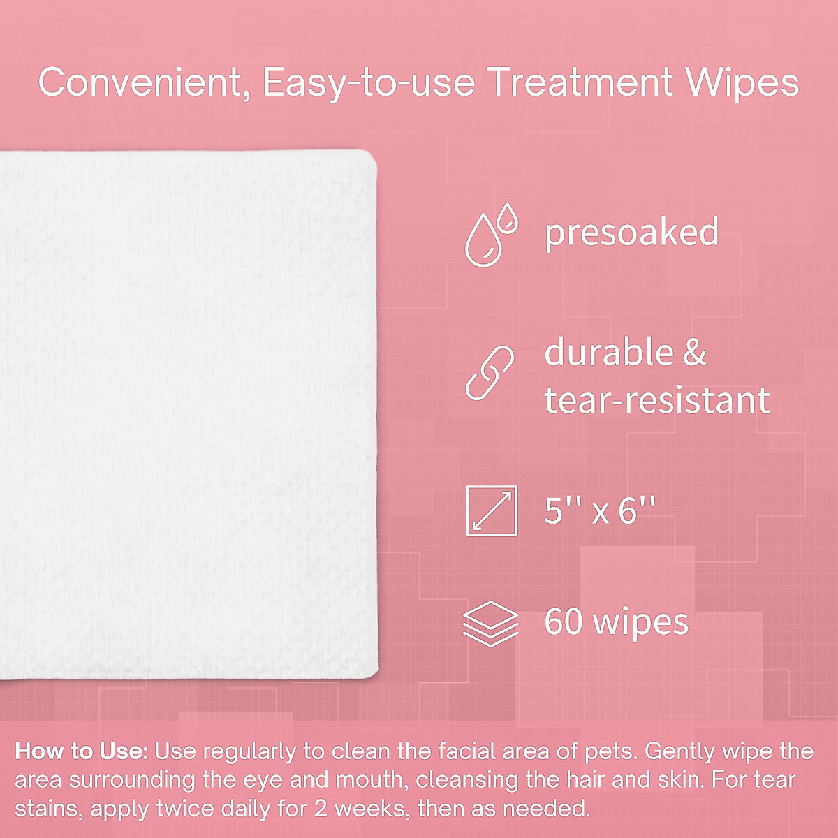 SensoVet Tear Stain Remover Eye Wipes for Dogs & Cats, Cleans Eye Boogers and Gunk Discharge, Facial Cleansing with Aloe Vera (Fragrance Free)