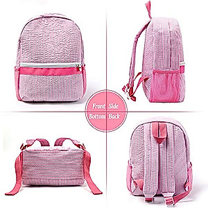 GFU Toddler Backpack, Seersucker Gingham Kids Backpack for Boys and Girls, Preschool Kids Backpack, Lightweight Schoolbag for Child, Small…