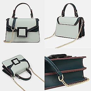 RTGGSEL Elegant Crossbody Shoulder Evening Bag for Women PU Leather Top Handle Messenger Bag Chain Strap Small Square Satchel Purse (Apricot)