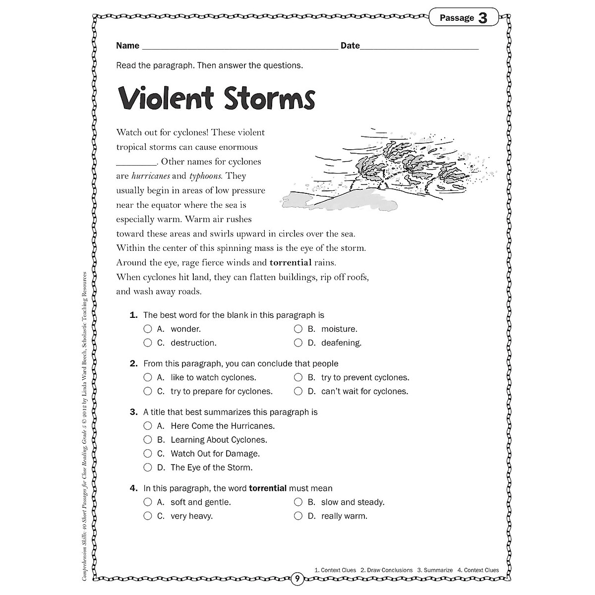 Scholastic Teaching Resources SC-546056 Comprehension Skills Gr 5 40 Short Passages For Close Reading