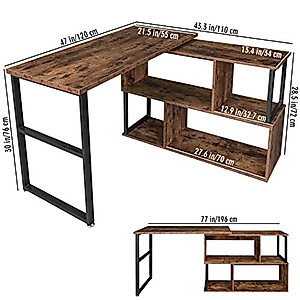 Tektalk Rotatable Corner Table Retro Desk Corner Computer Desk PC Laptop Study Table Workstation Home Office