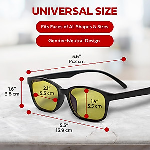 Exerscribe Bluelight Gaming Glasses - Amber Tinted Blue Light Glasses for Men & Women - Night Lenses for Driving, Strain and Fatigue