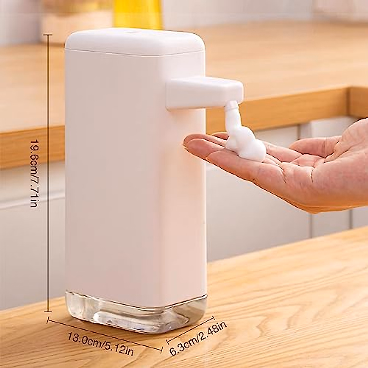 QANYI Automatic Foaming Soap Dispenser, USB Rechargeable Auto Sensor 3 Gear Foam Adjustable, 13.5oz/400ML PETG+ABS Wall Mount Soap Dispenser, Touchless Hand & Dish Soap Pump for Bathroom, Kitchen