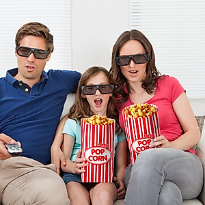 300 Pcs Popcorn Bags Popcorn Boxes Paper Red and White Movie Popcorn Bags for Carnival Movie Theme Party Supplies (5.51 x 1.97 x 11.22 Inches)