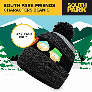 South Park Knitted Acrylic Winter Beanie Hat with Cuff and Pom, Multi, One Size