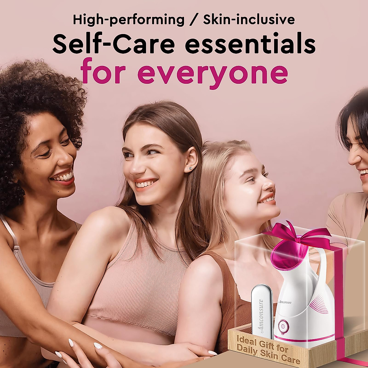 Amconsure Facial Steamer - Nano Ionic Face Steamer Warm Mist Steamer for Face Home Sauna SPA, Face Humidifier Steamer for Facial Deep Cleaning Unclogs Pores Sinuses - 5 Piece Stainless Steel Skin Kit