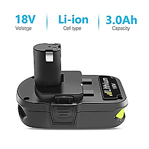 POWTREE 3000mAh 18V P108 Lithium Battery Replacement for Ryobi 18V Battery Ryobi ONE+ P107 P102 P103 P104 P105 P106 P109 P122 Cordless Power Tools 2 Packs