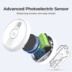Smoke Detector, GuardryShely Fire Alarms Smoke Detectors with Photoelectric Sensor, Smoke Detector Battery Included with Silence Function and Low Battery Signal, Fire Alarm GW206C for Home, 4 Packs