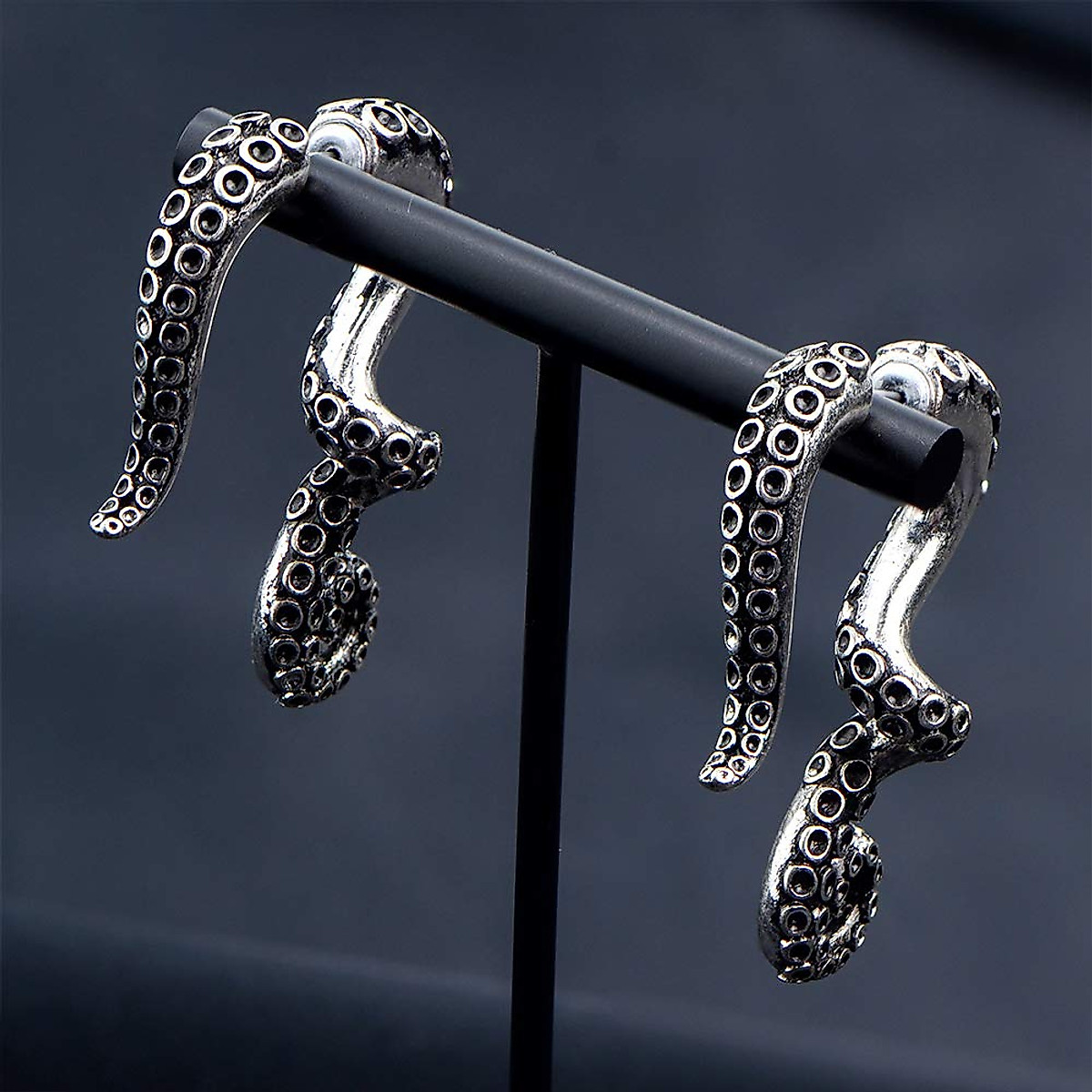 OUFER 3D Octopus Fake Spiral Tapers Fakes Ear Plugs Burn Silver Body Piercing Jewelry Halloween Earrings