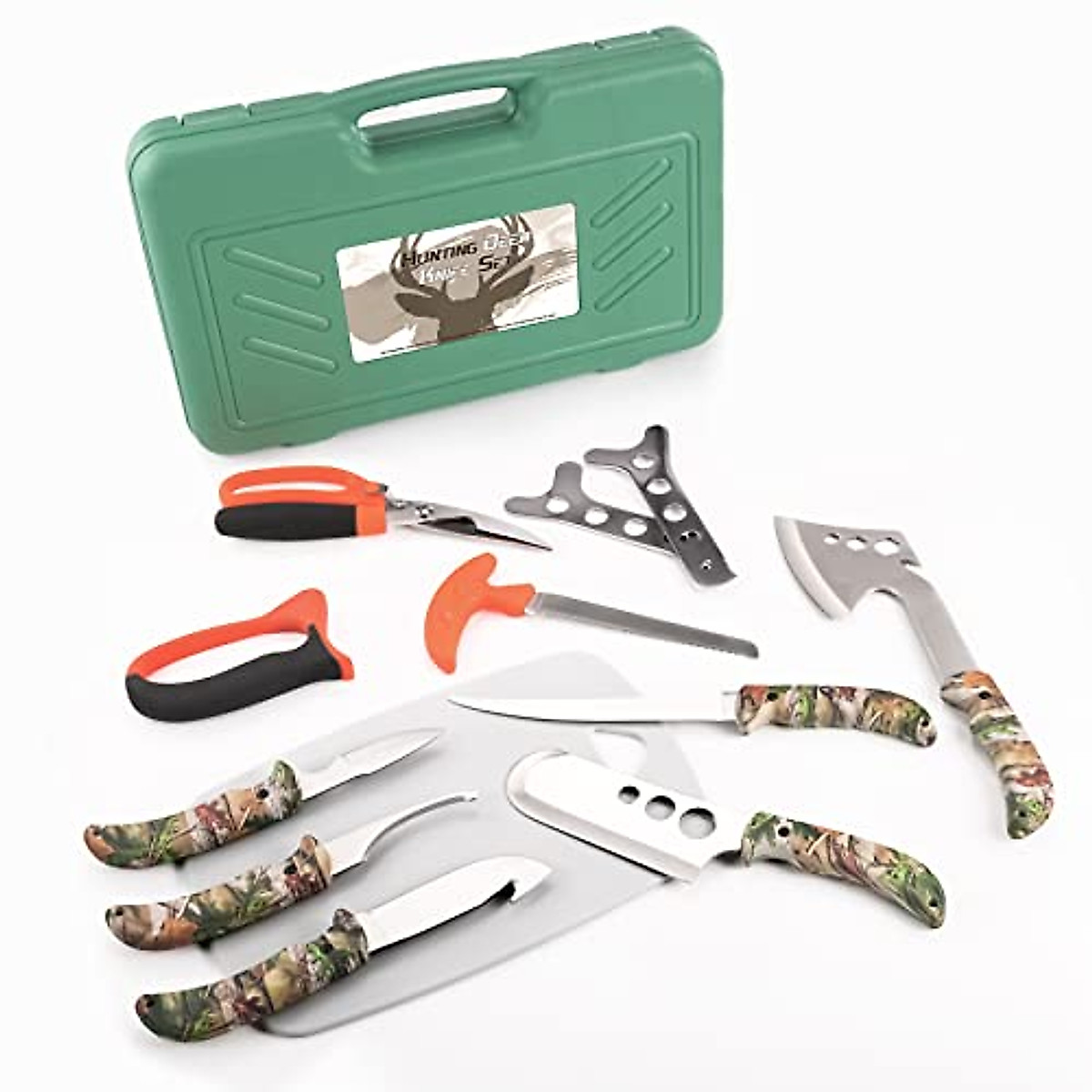 LYTACTICS Hunting Deer Knife Set Field Dressing Kit Forest Portable Butcher Game Processor Set, 12 Pieces