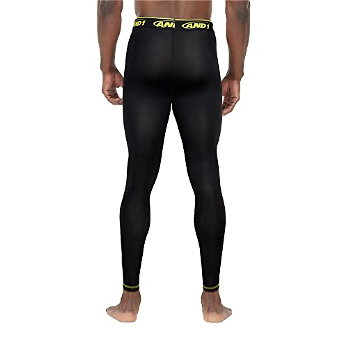 AND1 Men's Performance Leggings - Athletic Compression Base Layer Tights (Size: S-XL), Size X-Large, Black