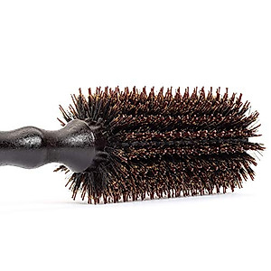 Boar Bristle Round Hair Brush - 2.2 Inch Diameter - Blow Dryer & Curling Roll Styling Hairbrush with Natural Wooden Handle for Women & Men - Used While Blow Drying to Style, Curl, and Dry Hair