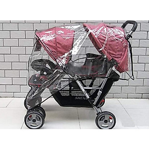 Universal Stroller Raincovers for Twins Baby Stroller Pushchair Waterproof Buggy Pram Raincoat Wind Dust Rain Covers PVC Double Carrycots Weather Shield Protector (Tandem Twin Buggy Rain Cover)
