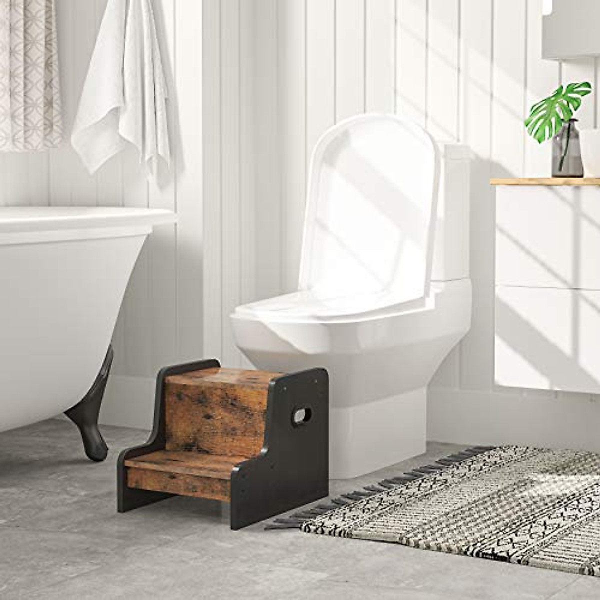 HOOBRO Step Stool for Kids, Two Step Toddler's Stool, Kids Potty Training Stool with Handles, Non-Slip Pads for Safety, Easy to Move, for Sink, Bathroom, Bedroom