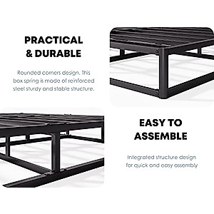 RLDVAY King-Box-Spring, 9 inch Metal King Size Box Spring Only, Heavy Duty Box Spring King with Fabric Cover, Easy Assembly, Non Slip, Noise Free