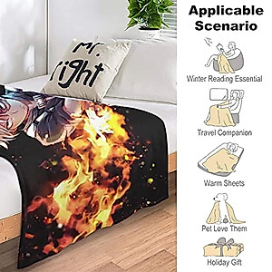 Mr.W My Hero Academia Blanket Todoroki Fleece Throw Blanket Creative Athletic Blanket Full Size Bed for Thanksgiving Chairs Company Anniversary 80x60 in Queen, 80inchx60inch for Adult