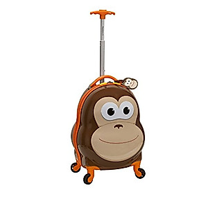 Rockland Jr. Kids' My First Hardside Spinner Luggage, Telescoping Handles, Light and Dark Brown, Black and White, Carry-On 19-Inch