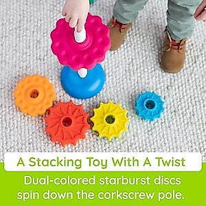 Fat Brain Toys SpinAgain, Baby Stacking Toys for Toddlers, Building Baby Toys for Ages 1+, Spinning Toddler Toys