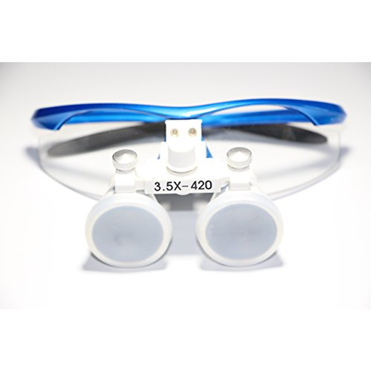 Dental Power Dental Binocular Loupes 3.5X 420mm + LED Head Light Lamp +Aluminum Box (Blue)