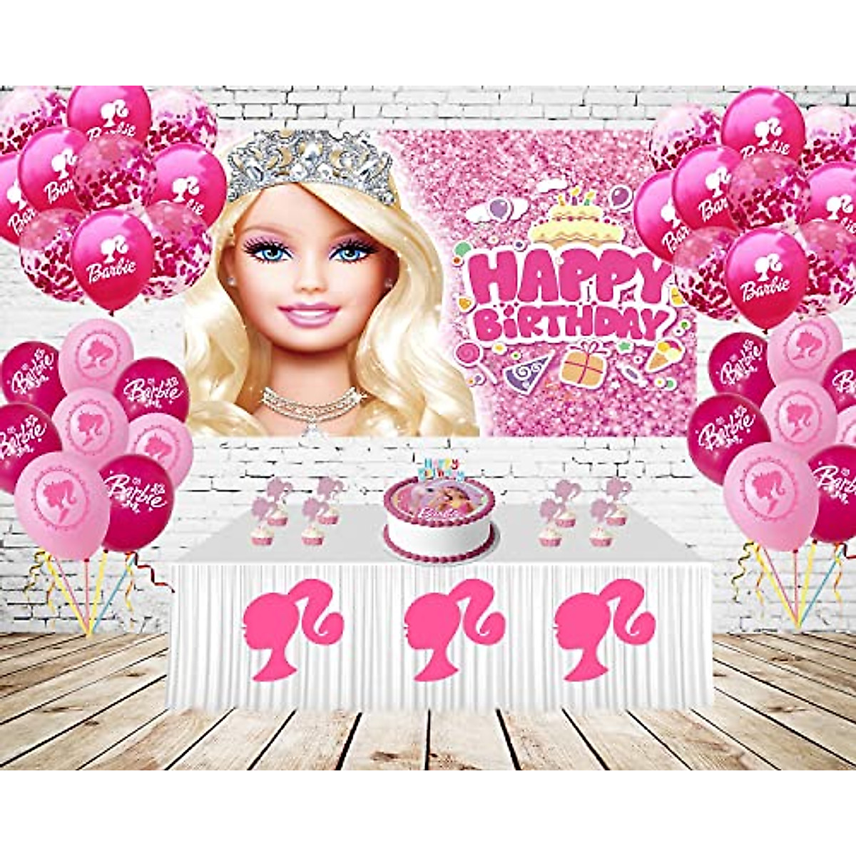 Barbie Backdrops for Girl Birthday Party Decorations Supplies, Barbie Theme Birthday Photo Background for Cake Table Decorations, Happy Birthday Barbie Banner, Polyester 7x5ft, Birthday Pink Barbie