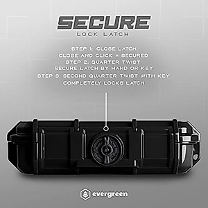 Evergreen 100 Pistol Round Bullet Locking Storage Case - Travel Safe/Mil Spec/Waterproof/USA Made - for .380 ACP, 9mm.40 S&W.45 ACP, 10mm, 5.7 FN.38 SPL.357 MAG (56 Black)