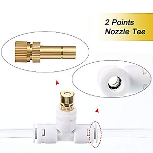 Honoson 16 Pieces Brass Misting Nozzles Misting Nozzles Kit with 0.03 cm Orifice Thread Gold Nozzles for Patio Misting System Outdoor Cooling System Garden Water Mister