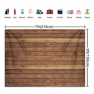 BINQOO 7x5ft Easter Wooden Backdrop Brown Wood Wall Happy Easter Retro Wood Floor Backdrop Photographic for Newborn Baby Kids Pet Food Baby Shower Wood Decor Background Photo Shoot Studio Props