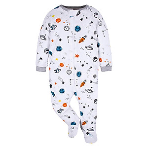 Gerber Baby Boy's 4 Pack Sleep 'N Play Footie, Space, 0-3 Months