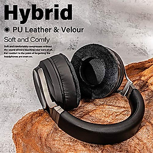 Earpads Compatible with Virtuoso RGB Wireless SE Gaming Headset - Memory Foam Earcups - Hybrid (PU/Velour) Ear Cushions I Black