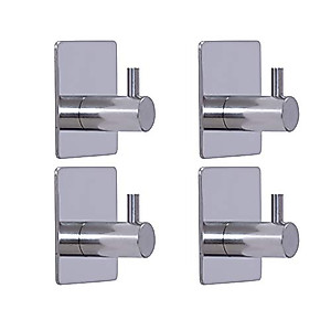 3m Hooks Adhesive Hook Heavy Duty Wall Hook Waterproof Stainless Steel Hook, Suitable for Hanging Coat, hat, Towel Robe Hook Wall Hanging - 4 Pieces for Bathroom and Bedroom